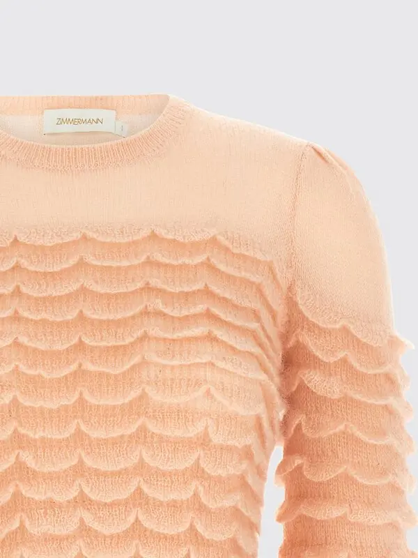 Zimmermann Ribbed Sweater With Tiered Detail - Pink