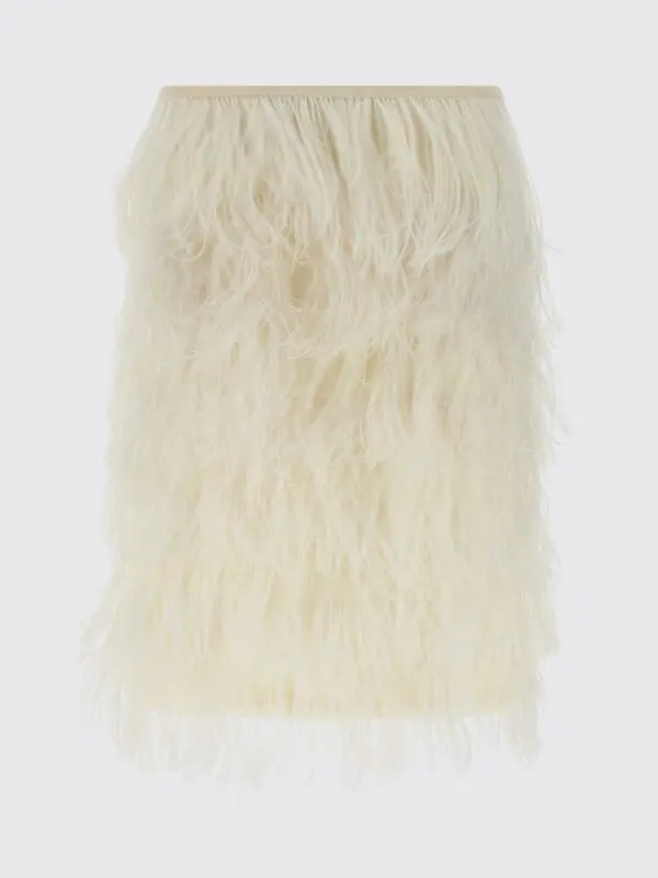 Attico Feathered Skirt - White