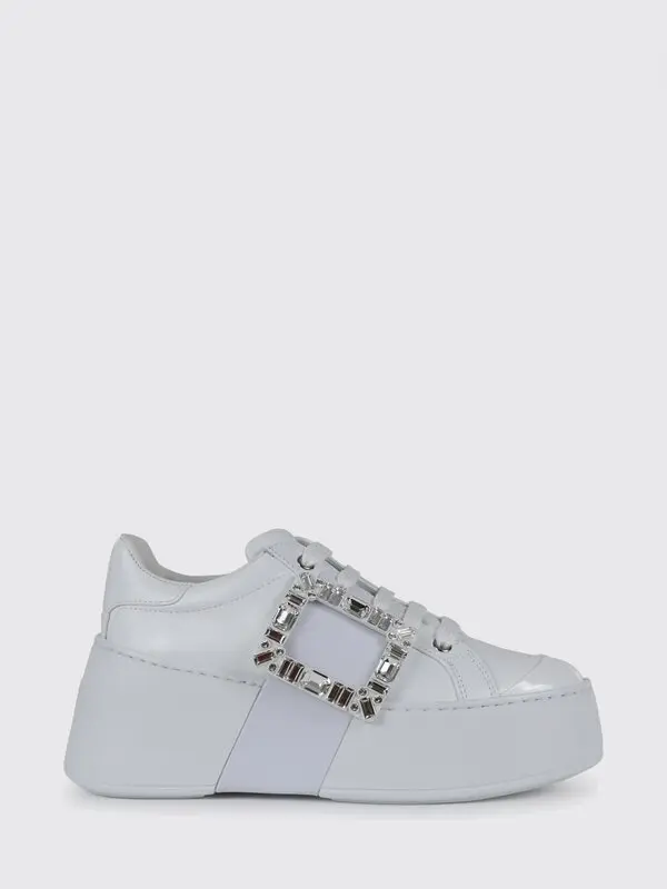 ROGER VIVIER Viv' Skate Trainers With Jewel Buckle And Platform Sole - White