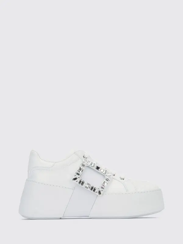 ROGER VIVIER Viv' Skate Trainers With Jewel Buckle And Platform Sole - White