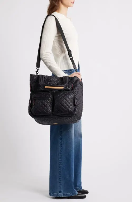 Mz Wallace Large Metro Quilted Nylon Travel Tote - Black