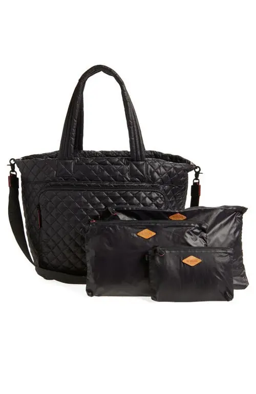 Mz Wallace Large Metro Quilted Nylon Travel Tote - Black