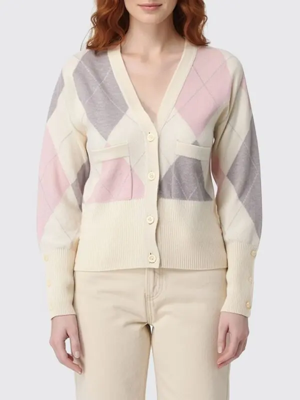 Thom Browne Argyle V-neck Cardigan - White