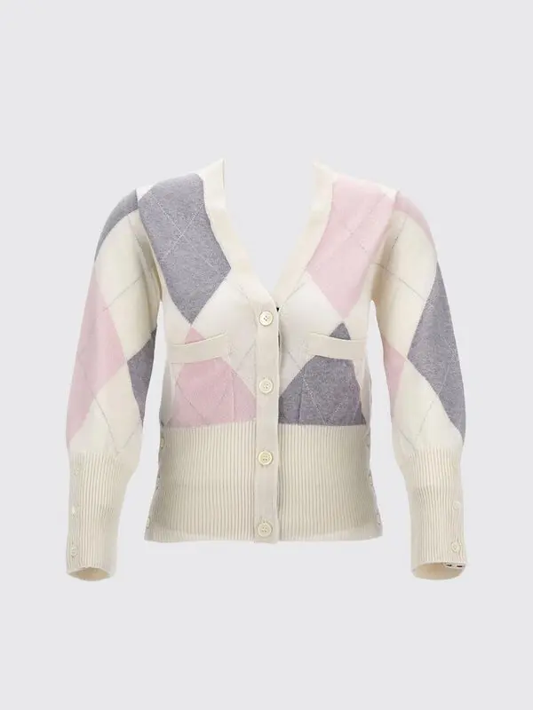 Thom Browne Argyle V-neck Cardigan - White