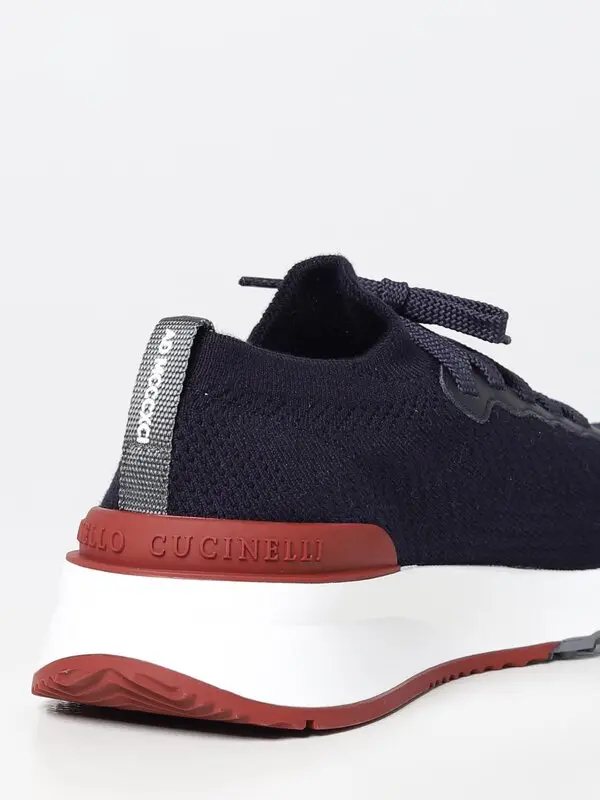 Brunello Cucinelli Cotton Knit Lace-up Sneakers - Blue