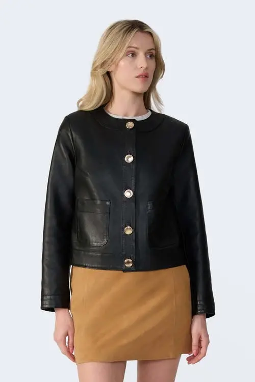 FURNIQ UK Margot Leather Jacket - Black