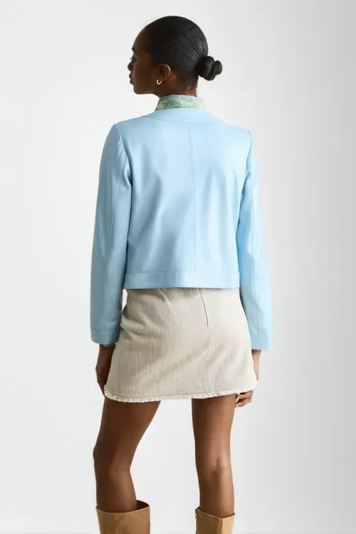 FURNIQ UK Margot Leather Jacket - Blue
