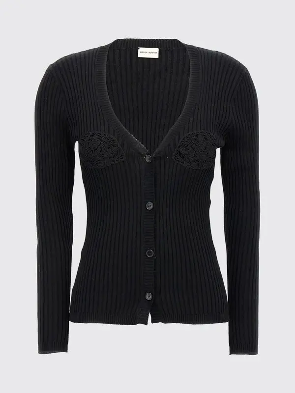 Magda Butrym Ribbed Cardigan With Lace Detail