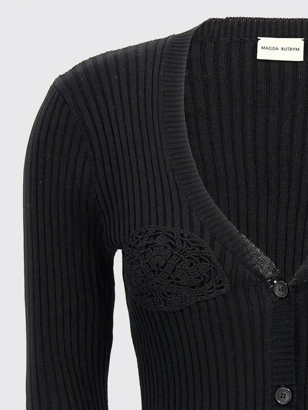 Magda Butrym Ribbed Cardigan With Lace Detail