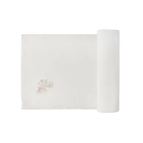 ELY'S & CO. Velour Center Floral Collectionblanket - Ivory Rosegold