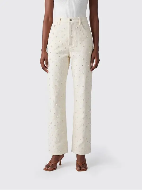 GOLDEN GOOSE Embellished Straight Leg Jeans - White