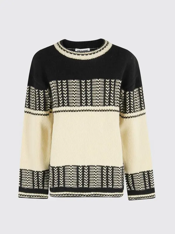 LOW CLASSIC Geometric Print Sweater - Black