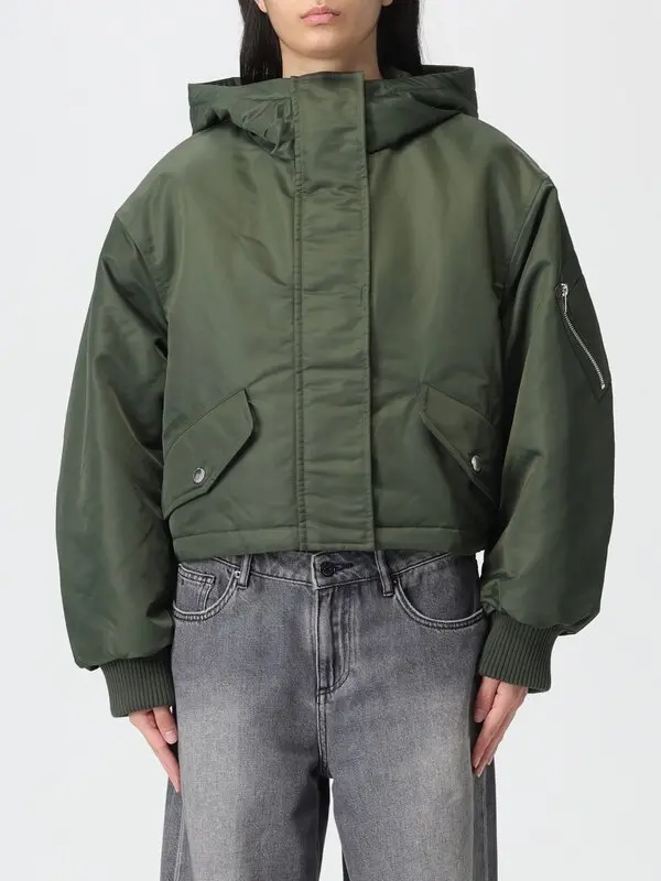 STAND STUDIO Cropped Hooded Jacket - Green