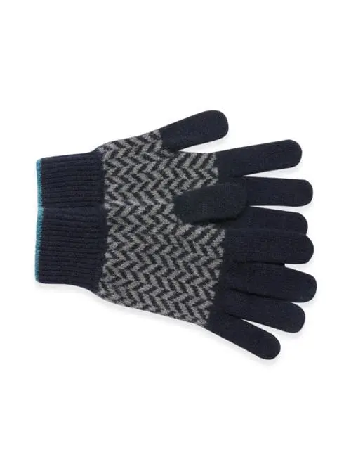 CELTIC & CO. British Lambswool Chevron Gloves - Indigo
