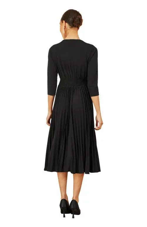 YUMI Jersey Knot Waist Midi Dress - Black