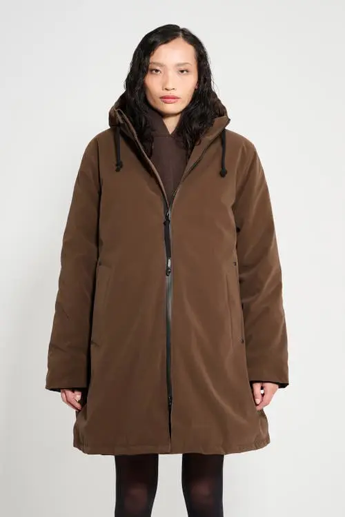 Stutterheim Mosebacke Matte Winter Coat - Dark Brown