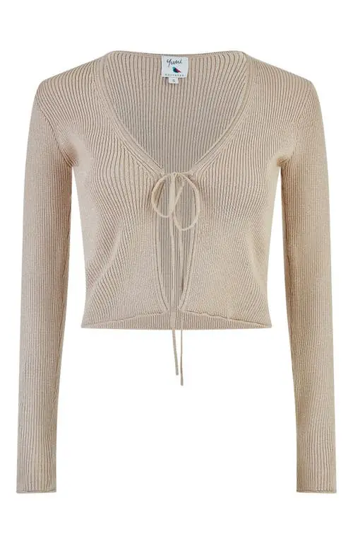 YUMI Metallic Rib Knit Bolero - Gold