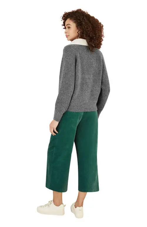 YUMI Cord Cropped Wide Leg Pants - Green