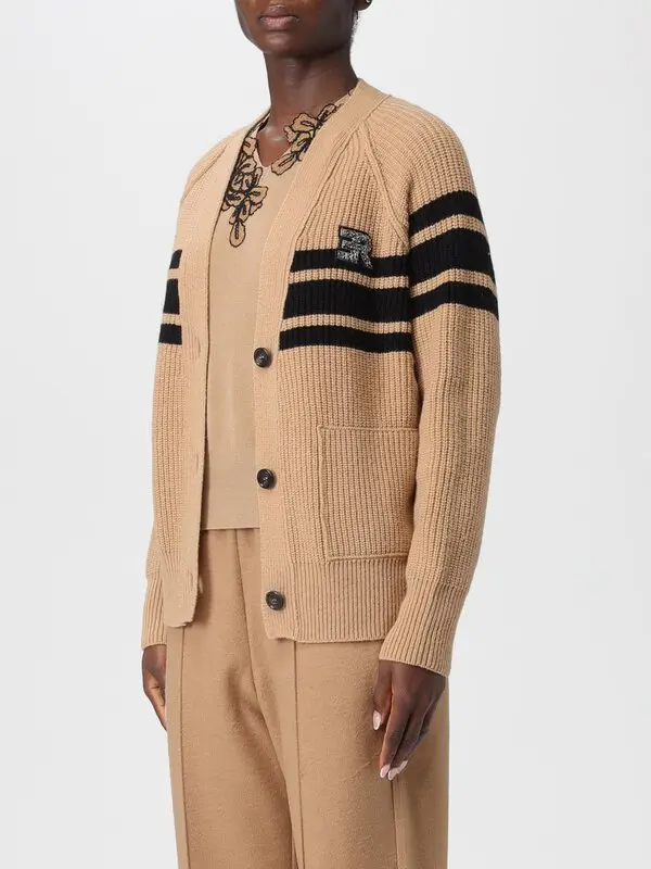 ERMANNO FIRENZE Ribbed Knit Cardigan With Striped Detail