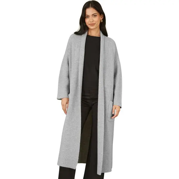 YUMI Knitted Maxi Cardigan - Grey