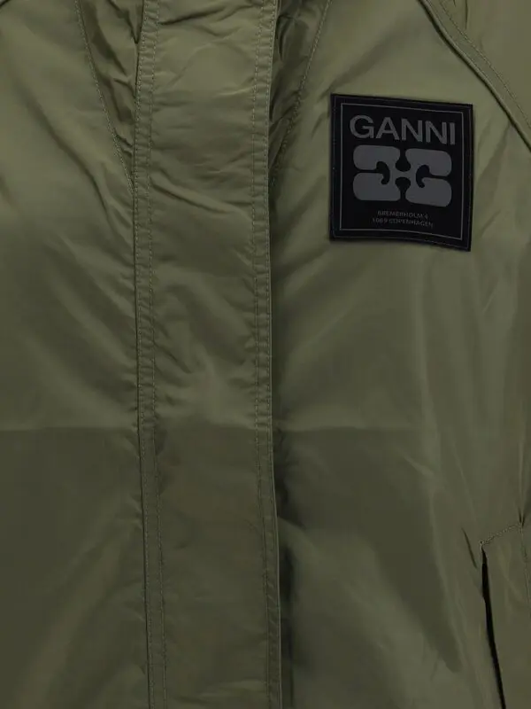 GANNI Zip Up Jacket With Hood - Grey