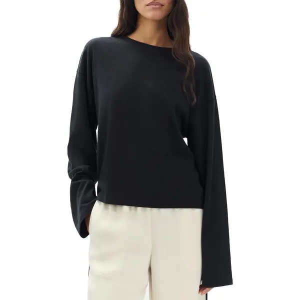 Rag & Bone Kelley Boxy Long Sleeve Cotton Jersey T-shirt - Black