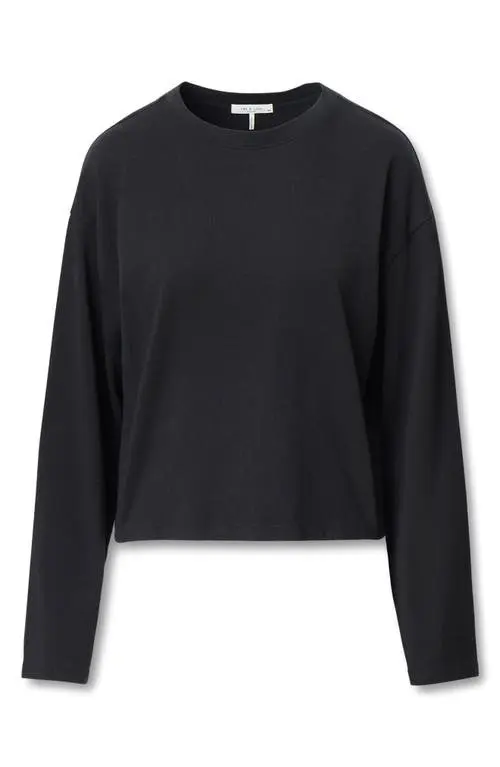 Rag & Bone Kelley Boxy Long Sleeve Cotton Jersey T-shirt - Black