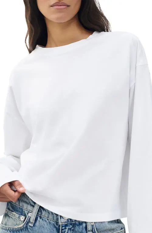 Rag & Bone Kelley Boxy Long Sleeve Cotton Jersey T-shirt - White