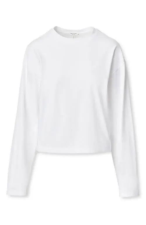 Rag & Bone Kelley Boxy Long Sleeve Cotton Jersey T-shirt - White