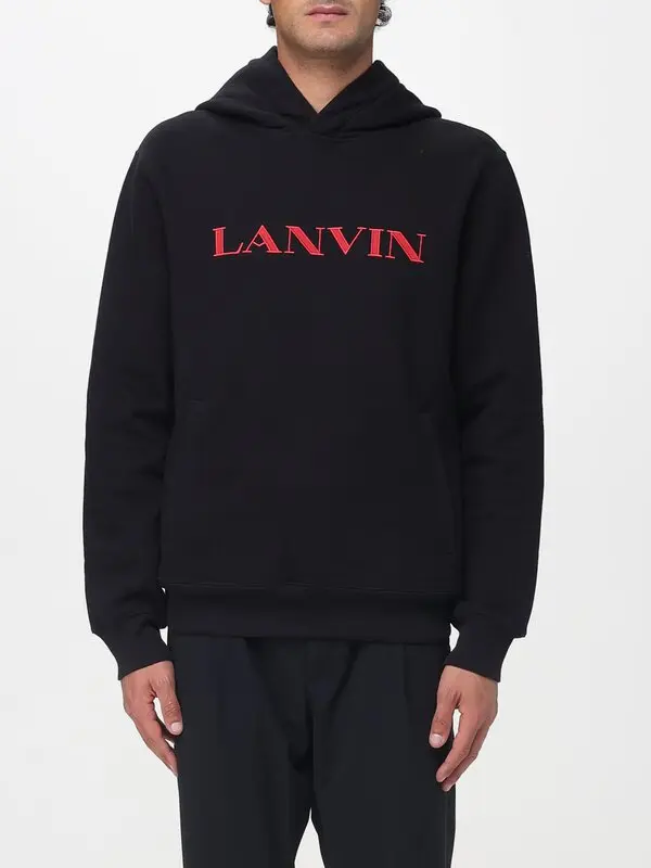 LANVIN Cotton Hoodie With Logo - Black