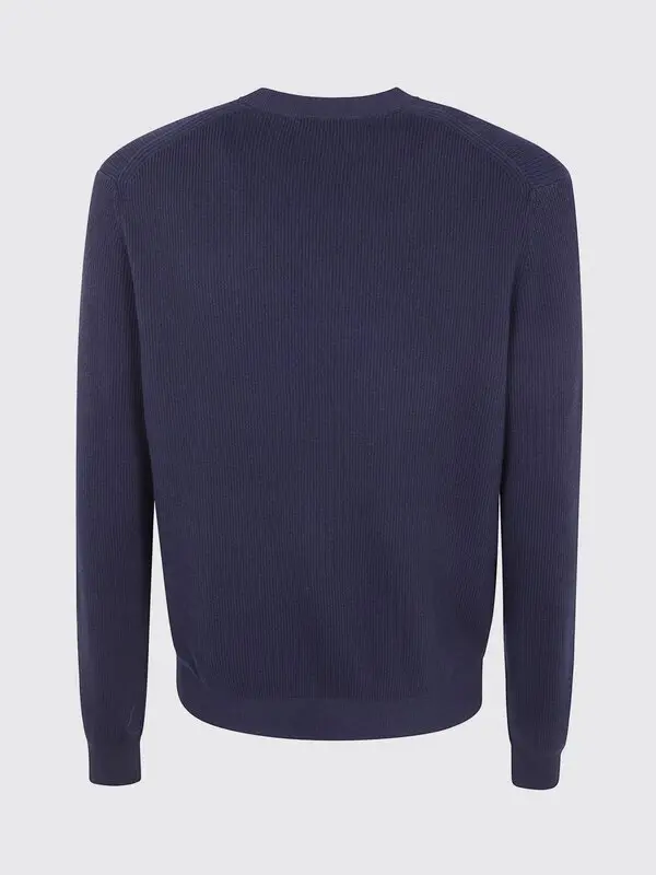 PEOPLE OF SHIBUYA Ribbed Crew Neck Sweater - Navy