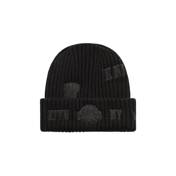 Kith X New Era For The New York Knicks All Over Patches Knit Beanie - Black
