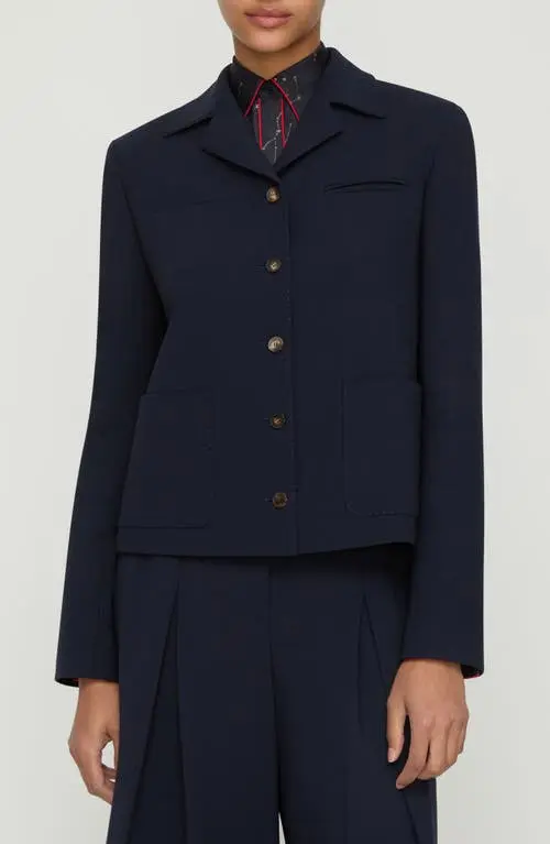 Lafayette 148 New York Patch Pocket Double Face Stretch Wool Jacket