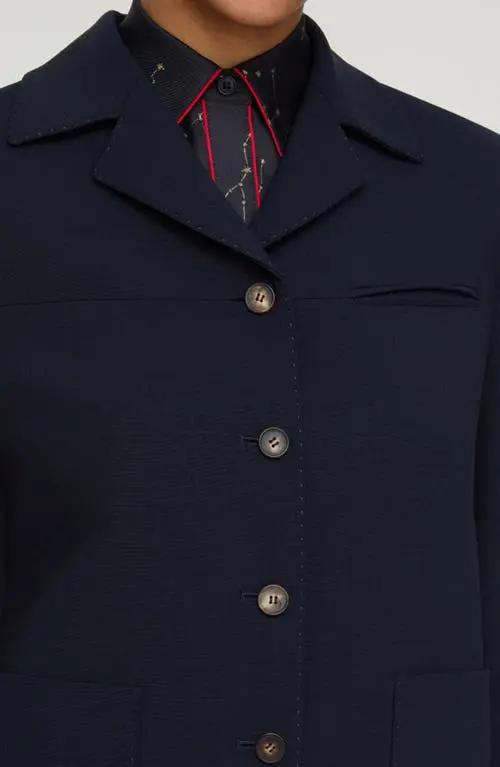 Lafayette 148 New York Patch Pocket Double Face Stretch Wool Jacket - Ink