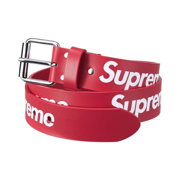 Supreme Repeat Leather Belt - Red