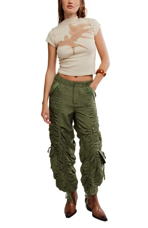 Free People Ruched Pants - Lichen