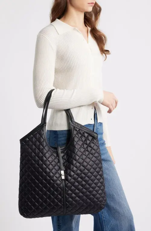 Mz Wallace Large Astor Quilted Nylon Tote - Black