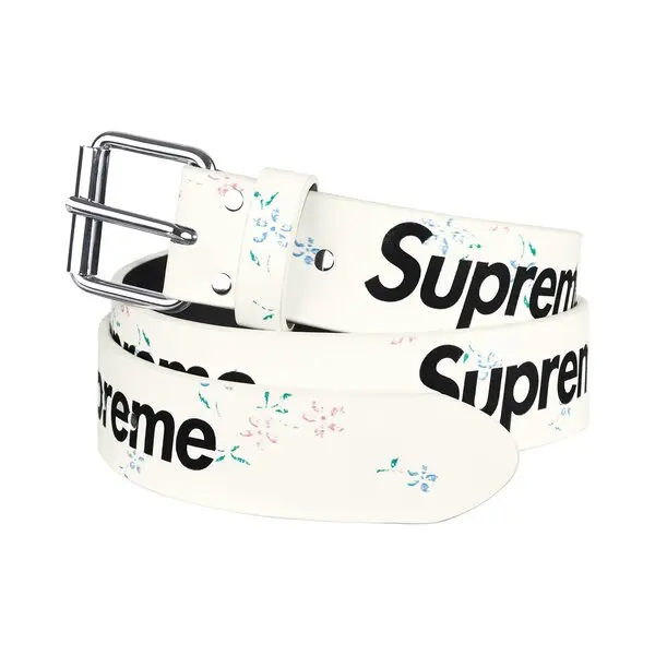 Supreme Repeat Leather Belt - White