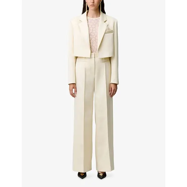 Claudie Pierlot Tailored Cropped Satin Jacket