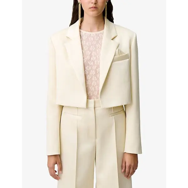 Claudie Pierlot Tailored Cropped Satin Jacket