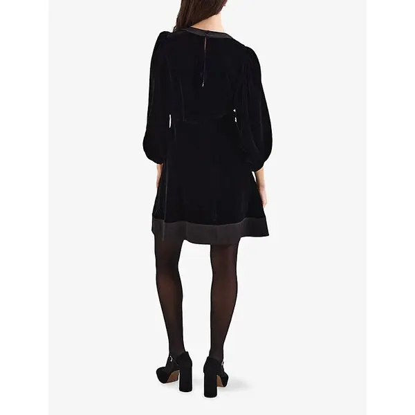 black velvet diamante mini dress Black Velvet Embellished Mini Dress  self-portrait-US