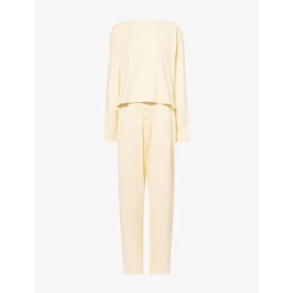 TREATS Long-sleeve Pointelle-knit Cotton-jersey Pyjamas - Butter