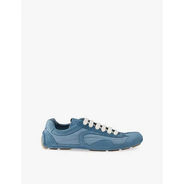 Prada Suede And Nylon Trainers - Light Blue