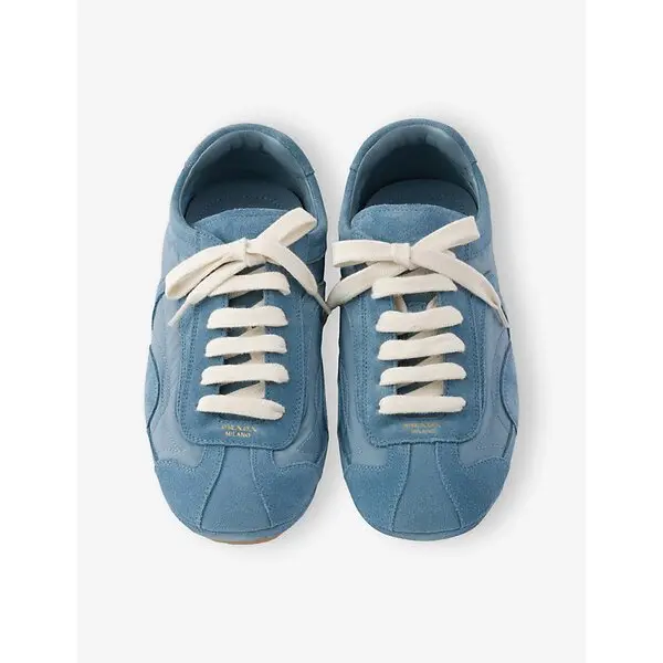 Prada Suede And Nylon Trainers - Light Blue