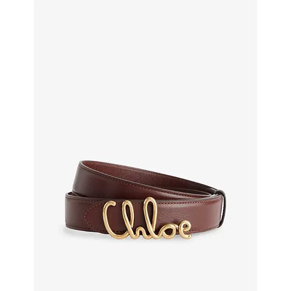 Chloé Logo-plaque Leather Belt - Crafty Brown