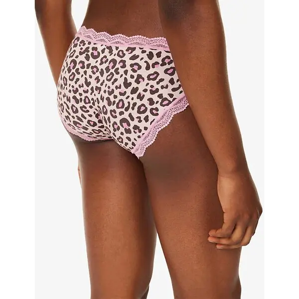 STRIPE & STARE The Original Leopard-pattern Pack Of Four Stretch-modal Briefs