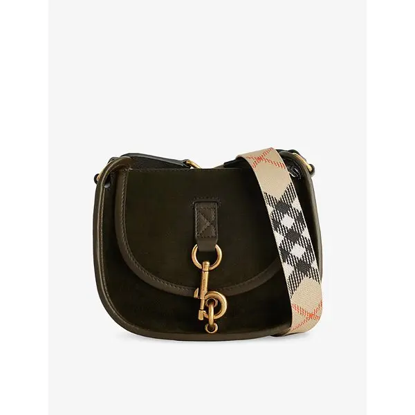 Burberry Clip Messenger Small Suede Cross Body Bag