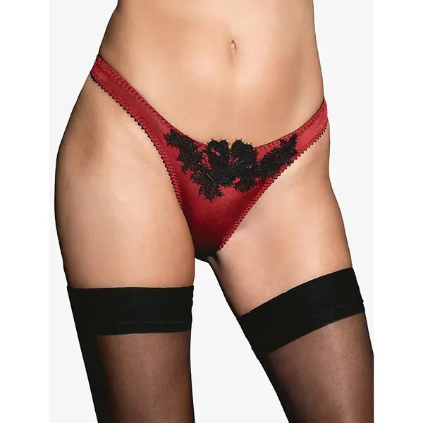 Agent Provocateur Penelopi Embroidered Silk Thong