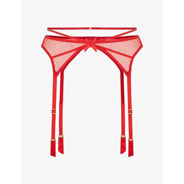 Agent Provocateur Nicki Tulle Suspenders - Red