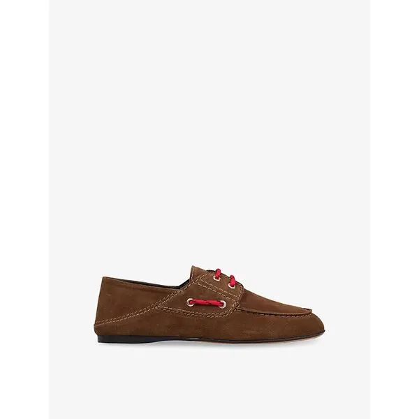 Sandro Lace-up Suede Boat Shoes - Brown